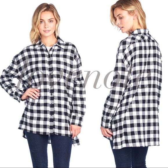 lovenote | Tops | Cotton Plaid Oversize Buffalo Check Tunic | Poshmark